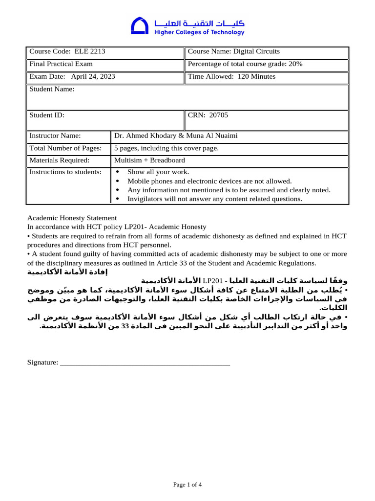ELE2213 Final Practical Exam 202220 | PDF | Logic Gate | Computer ...