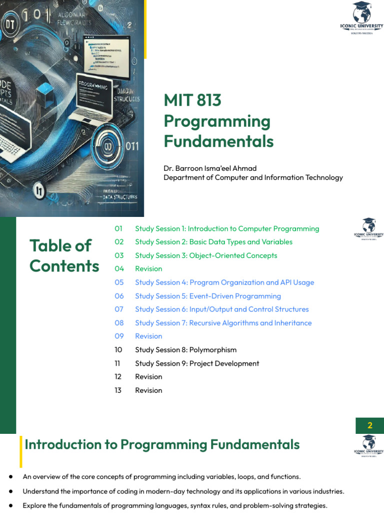 Introduction to Programming Fundamentals | PDF | Object Oriented Programming | Computer Programming