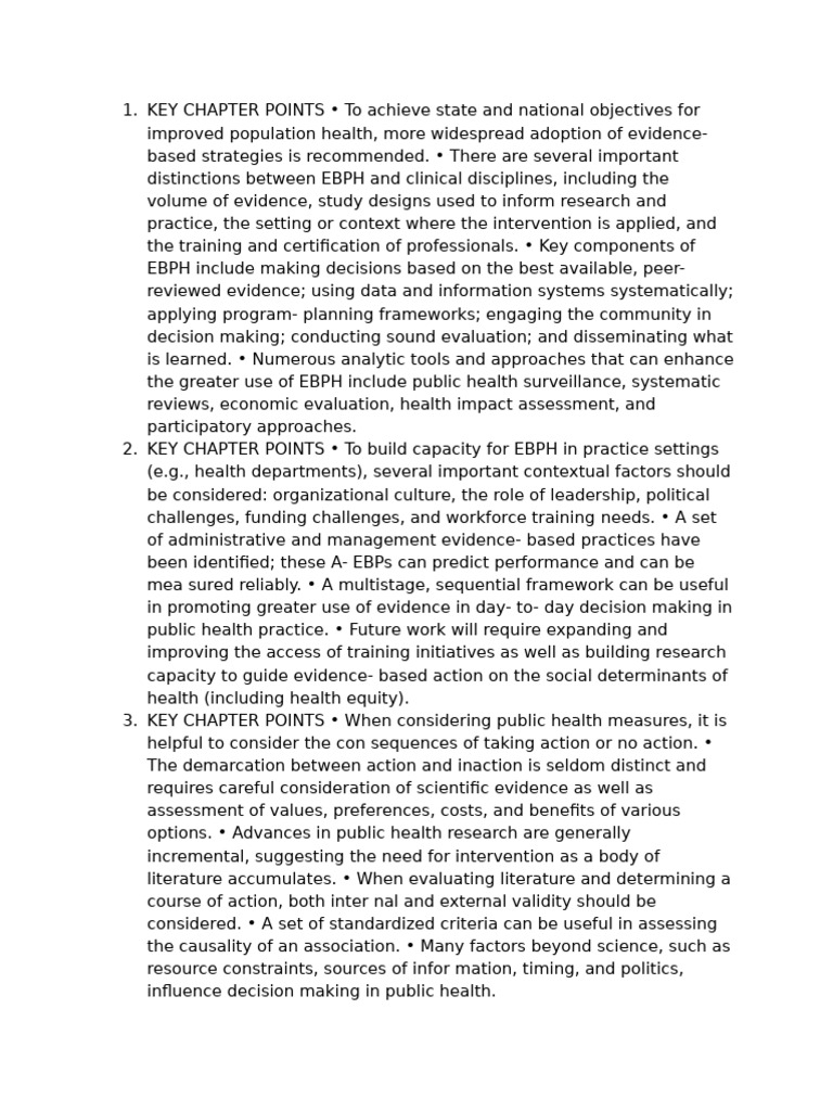 EBPH Key Points | PDF | Decision Making | Public Health