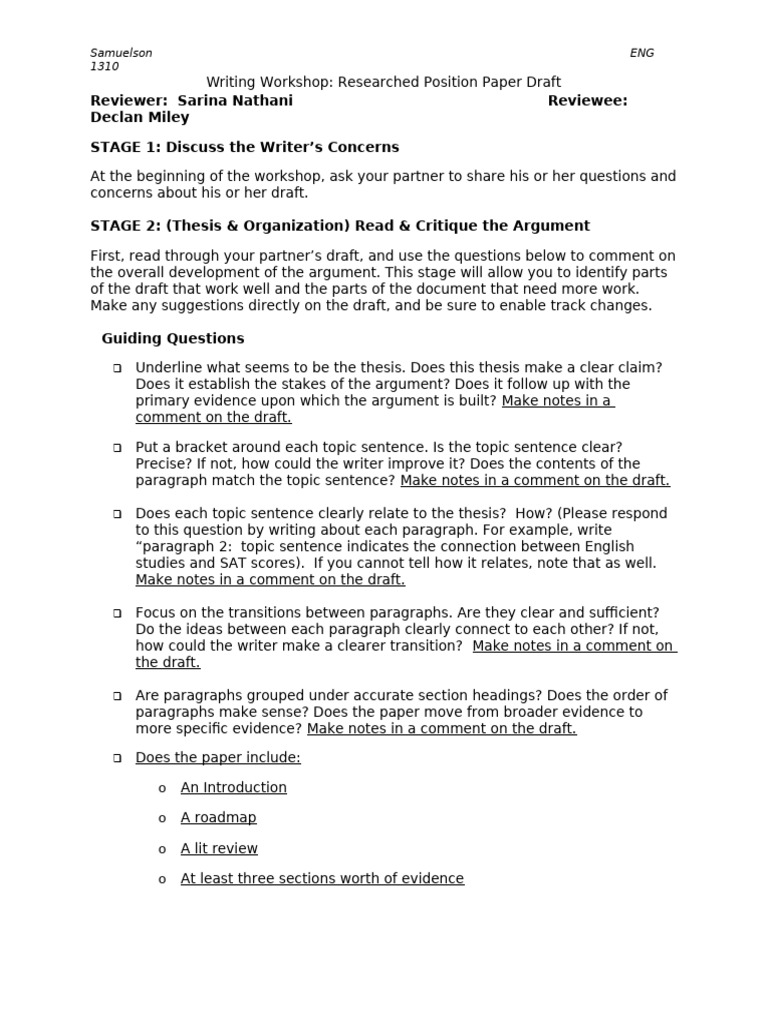 Peer Review Workshop - PP | PDF | Evidence | Human Communication