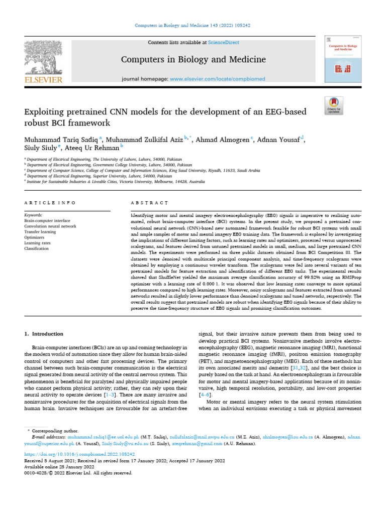Pretrained CNN | PDF | Wavelet | Magnetoencephalography