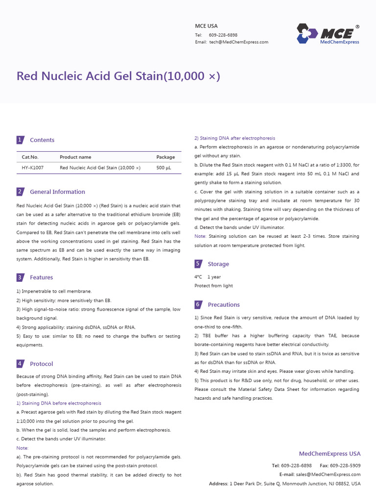 Red Nucleic Acid Gel Stain Protocol | PDF | Gel Electrophoresis ...