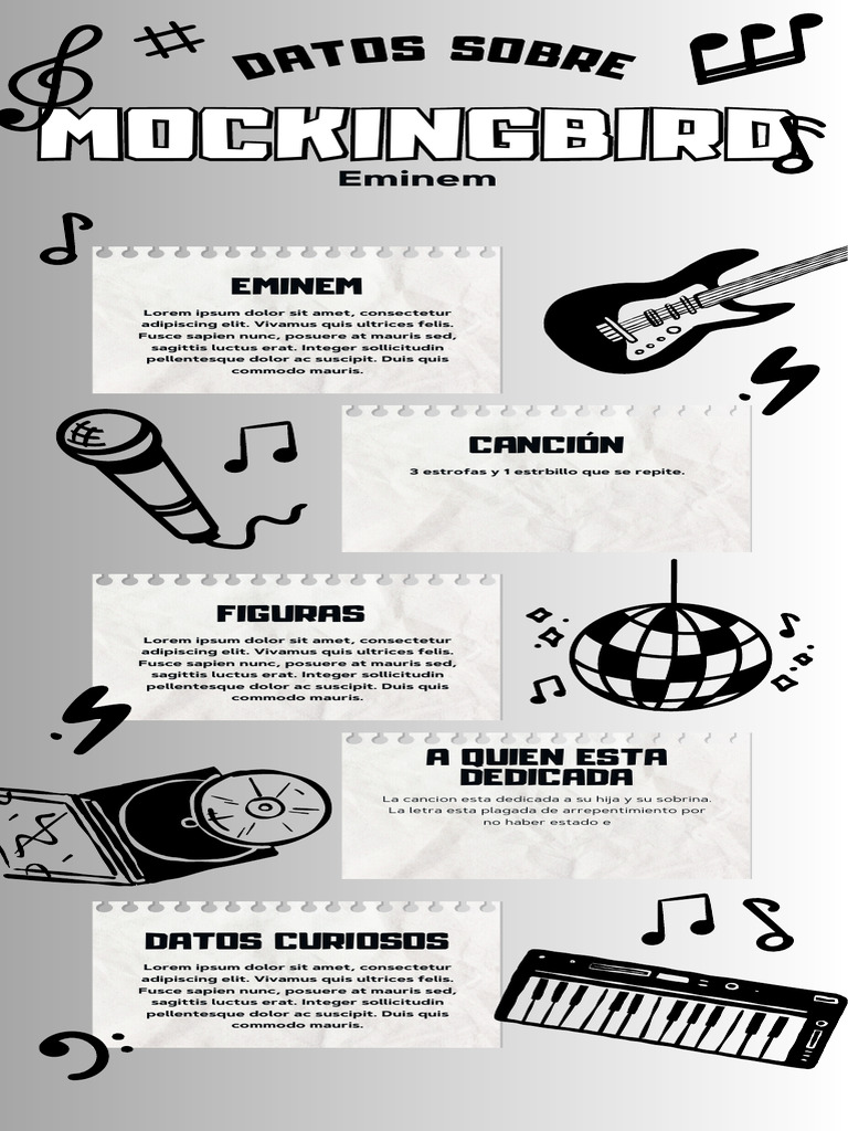 Infografía Datos Sobre Música Ilustrado Doodle Amarillo y Negro | PDF