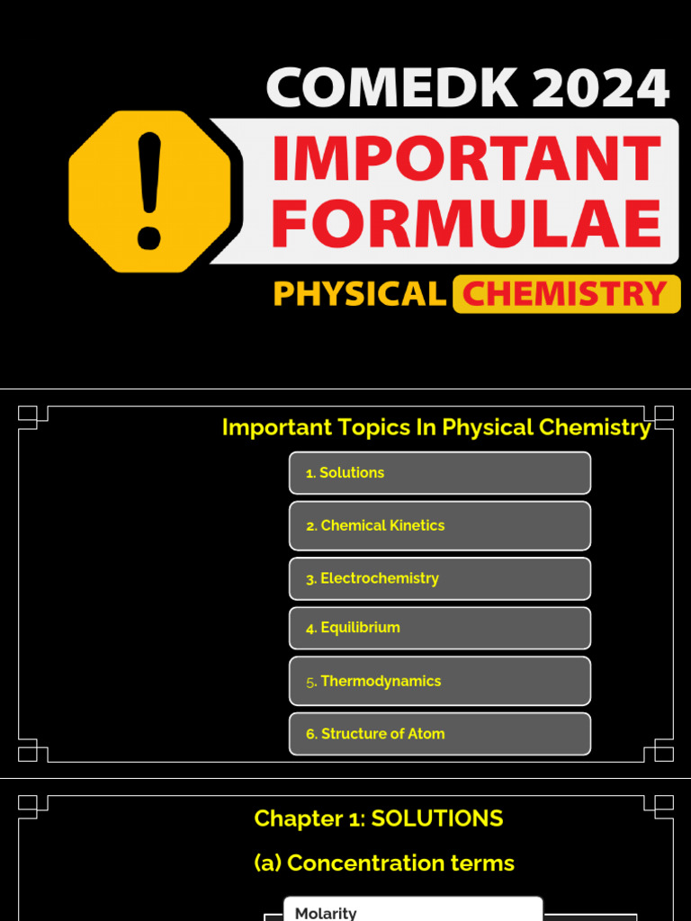 COMEDK 2024 Physical Chemistry Formulas PDF | PDF | Quantity | Physical ...