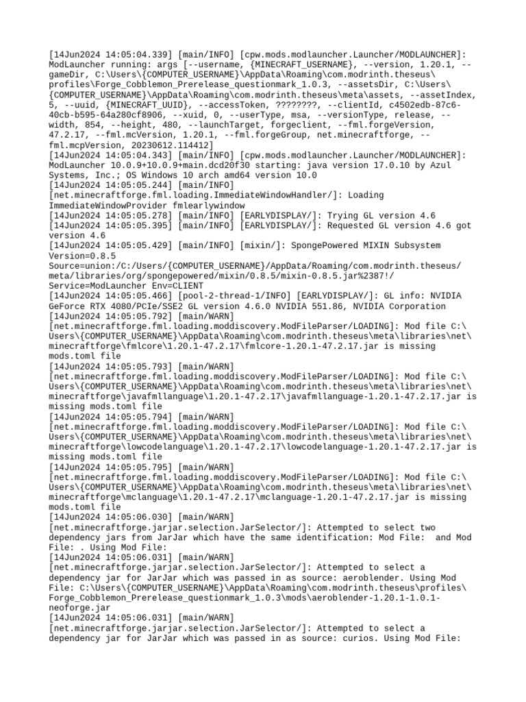 Minecraft ModLauncher Log Analysis | PDF | Ibm Pc Compatibles | Computing