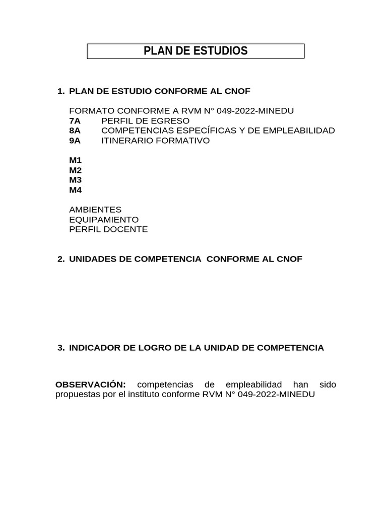1° Plan de Estudios 2024 | PDF