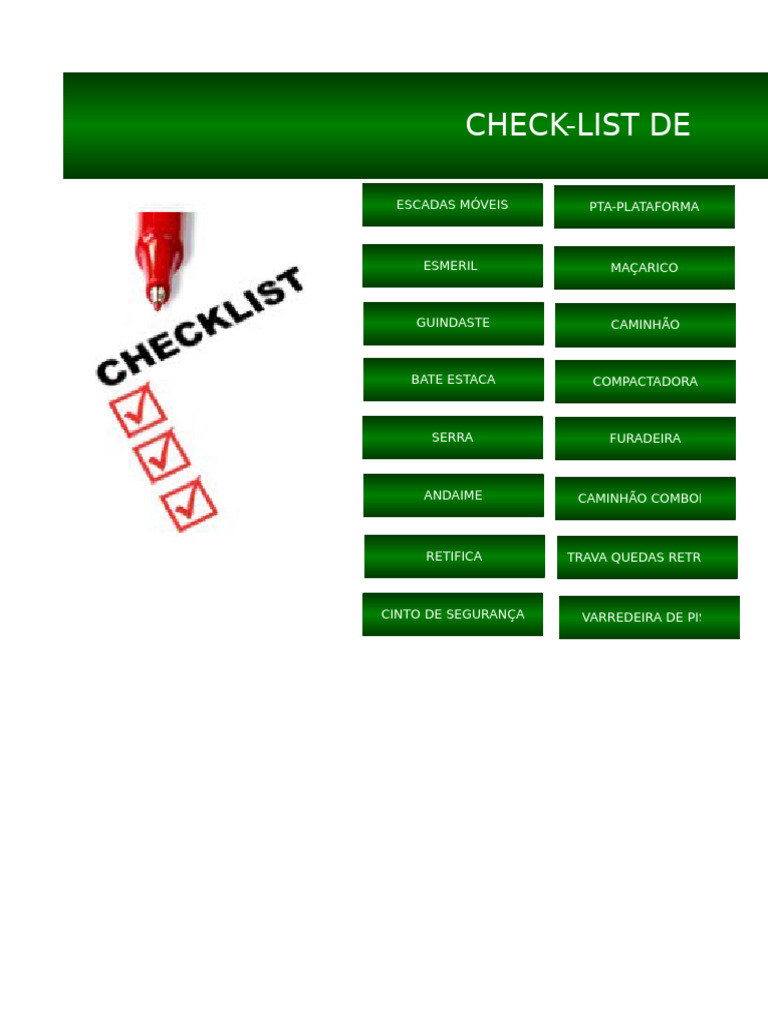 check list Andaime (1) | PDF | Bens manufaturados