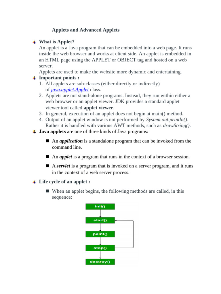 Applets and Advanced Applets | PDF | Java (Programming Language) | Computer Programming