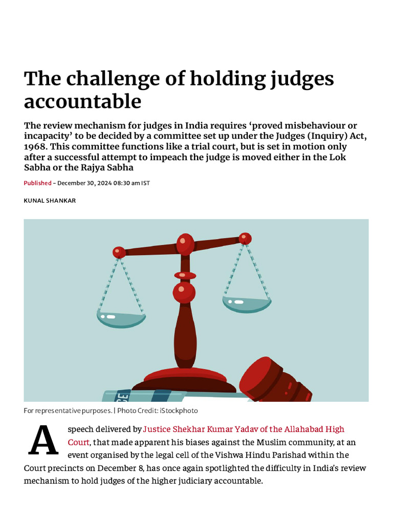 Judicial Accountability in India: Challenges | PDF | Government ...