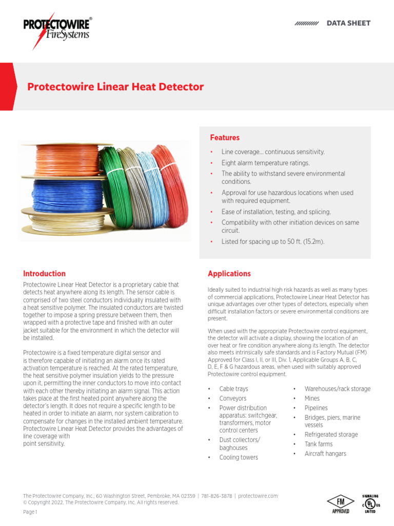 DS 6592AB Protectowire Linear Heat Detector | PDF | Sensor | Smoke