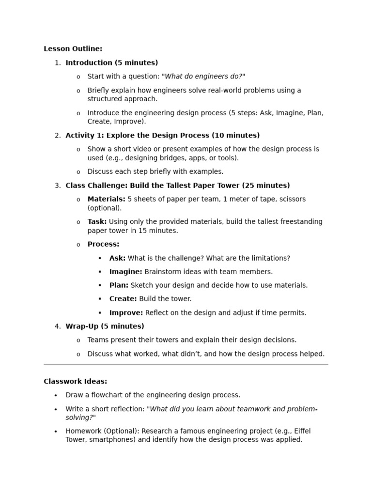 Grade 8 First day | PDF | Engineering Design Process