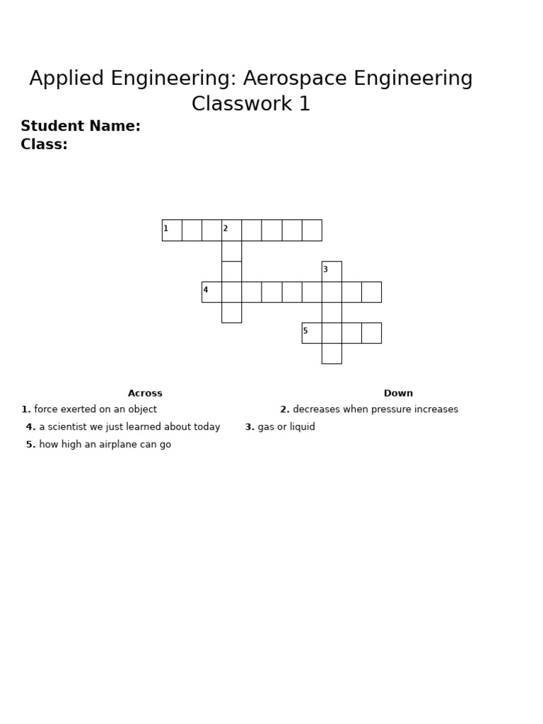 Aerospace Engineering - Crossword Labs | PDF