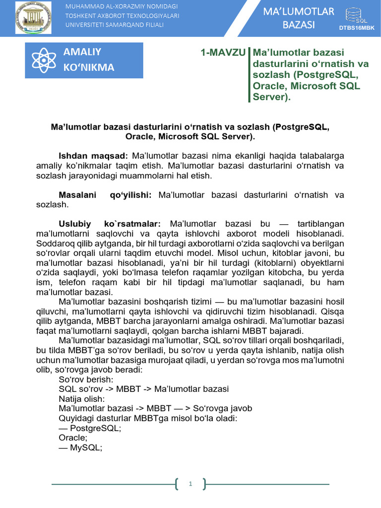 1 Mavzu Amaliy | PDF