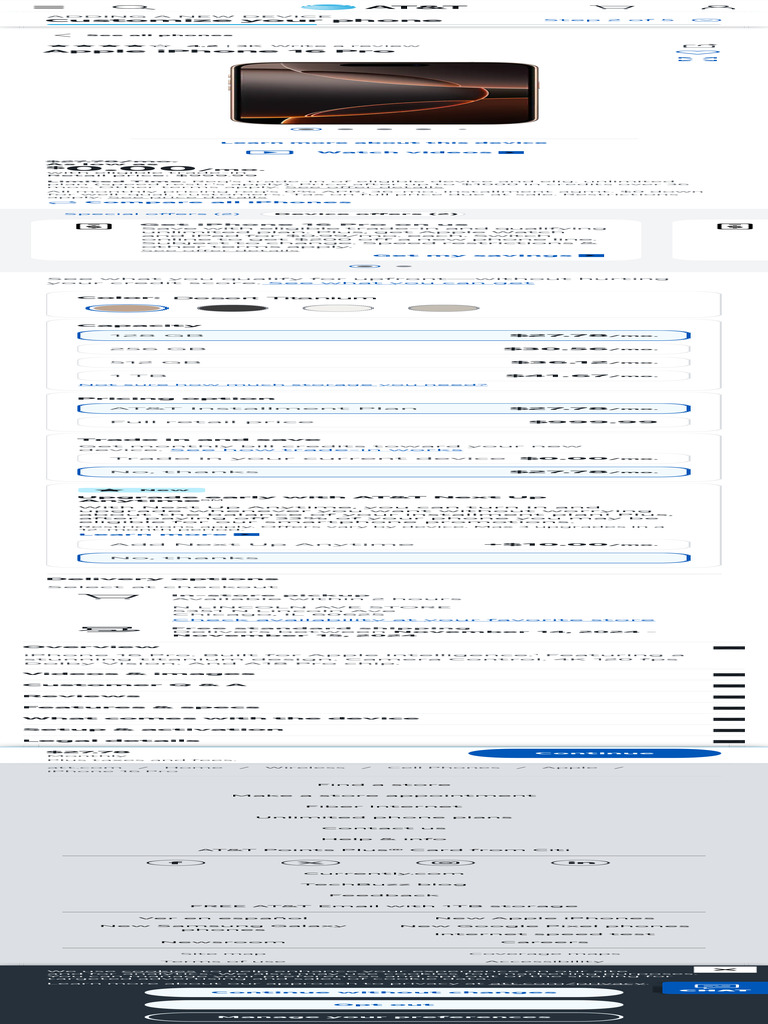 Apple Iphone 16 Pro - Price, Specs, Colors, Size & Reviews AT&T | PDF | At&T Mobility | Smartphone