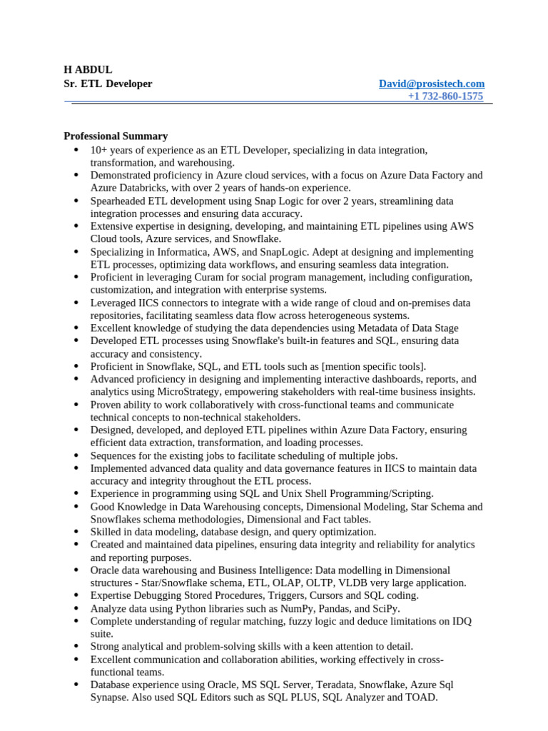 Abdul - ETL Informatica Developer | PDF | Data Warehouse | Databases