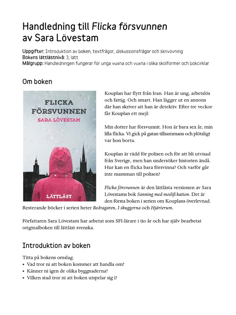 Flicka Forsvunnen Handledning | PDF