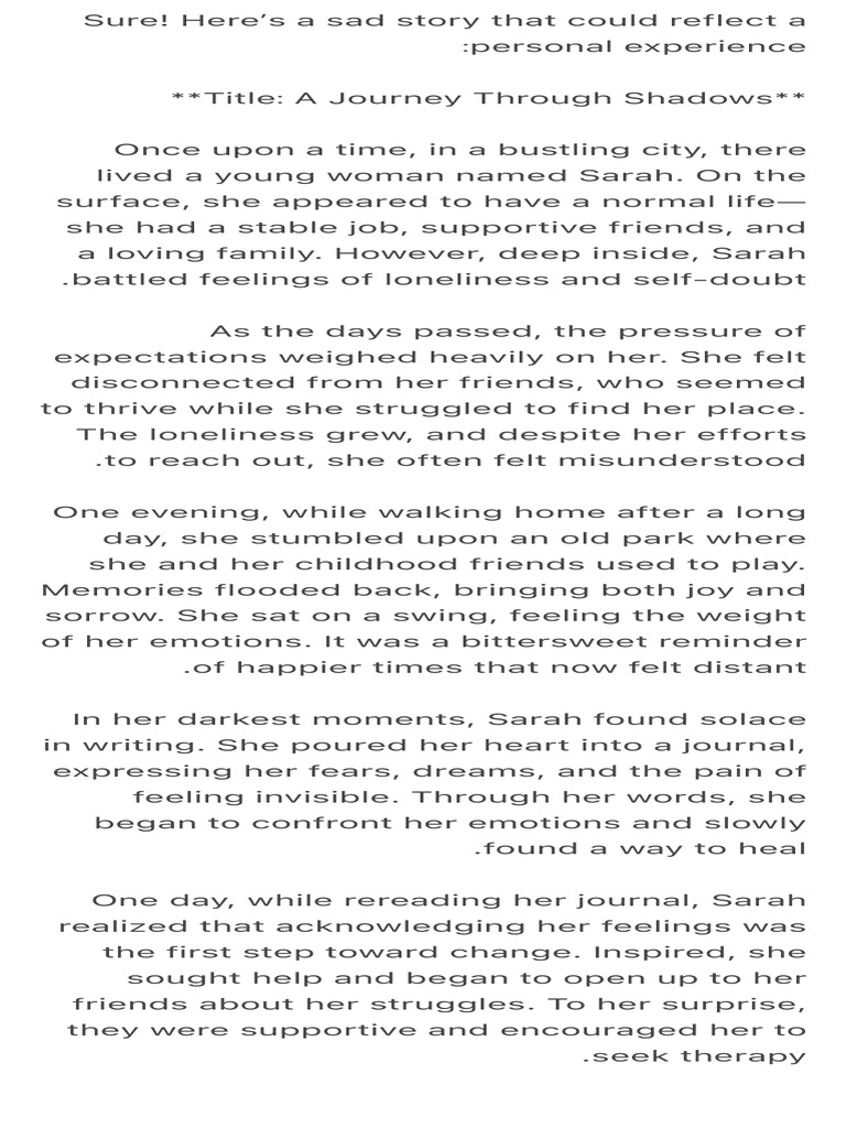 Sure! Here's A Sad Story That Could Reflect A Personal Experience | PDF