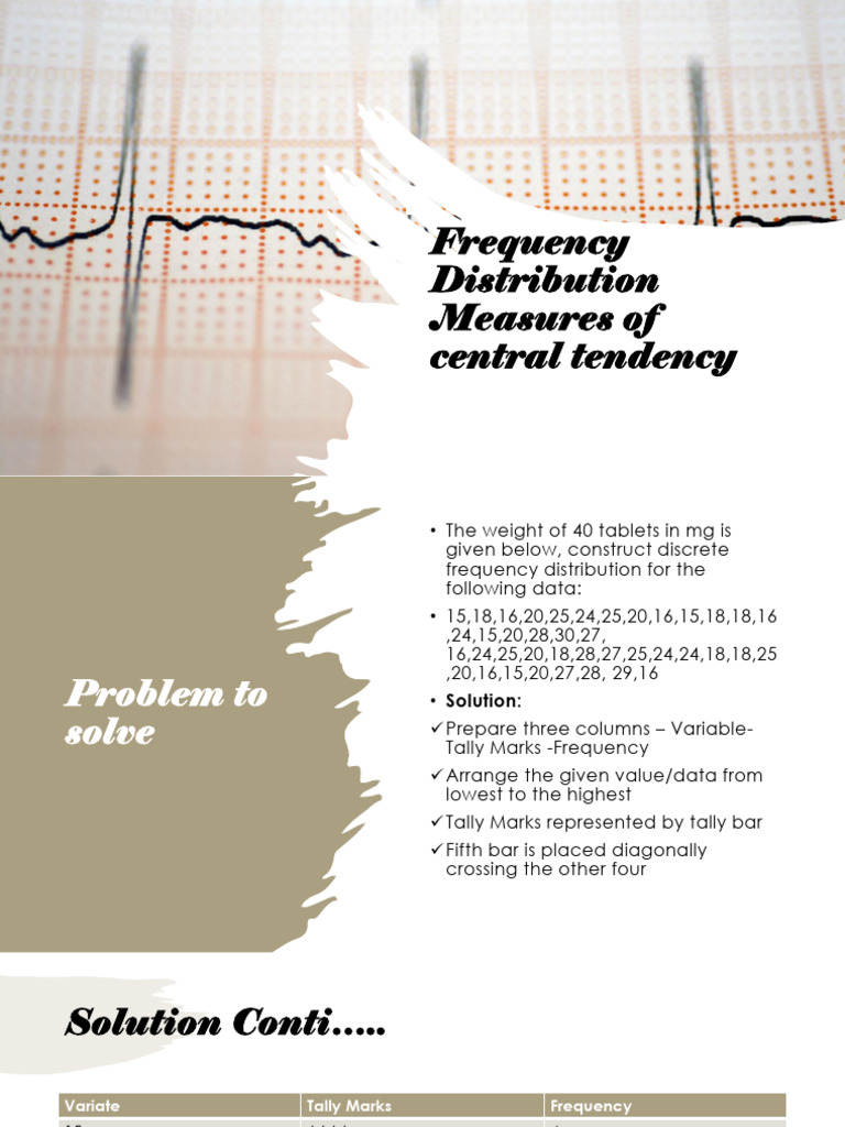 Frequency Distribution and Central Tendency Analysis | PDF | Mean ...