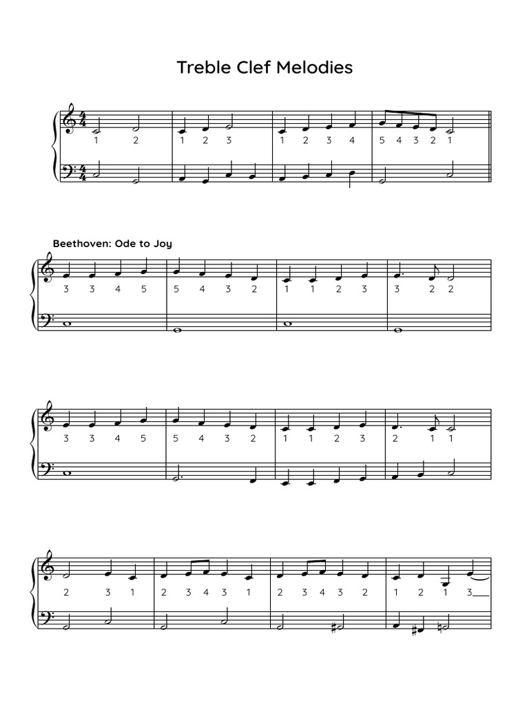 Treble Clef Melodies with Left Hand - Full Score | PDF