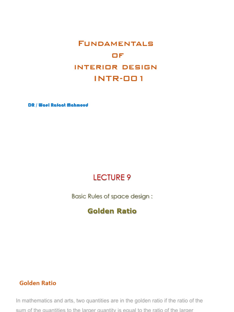Golden Ratio in Interior Design Basics | PDF