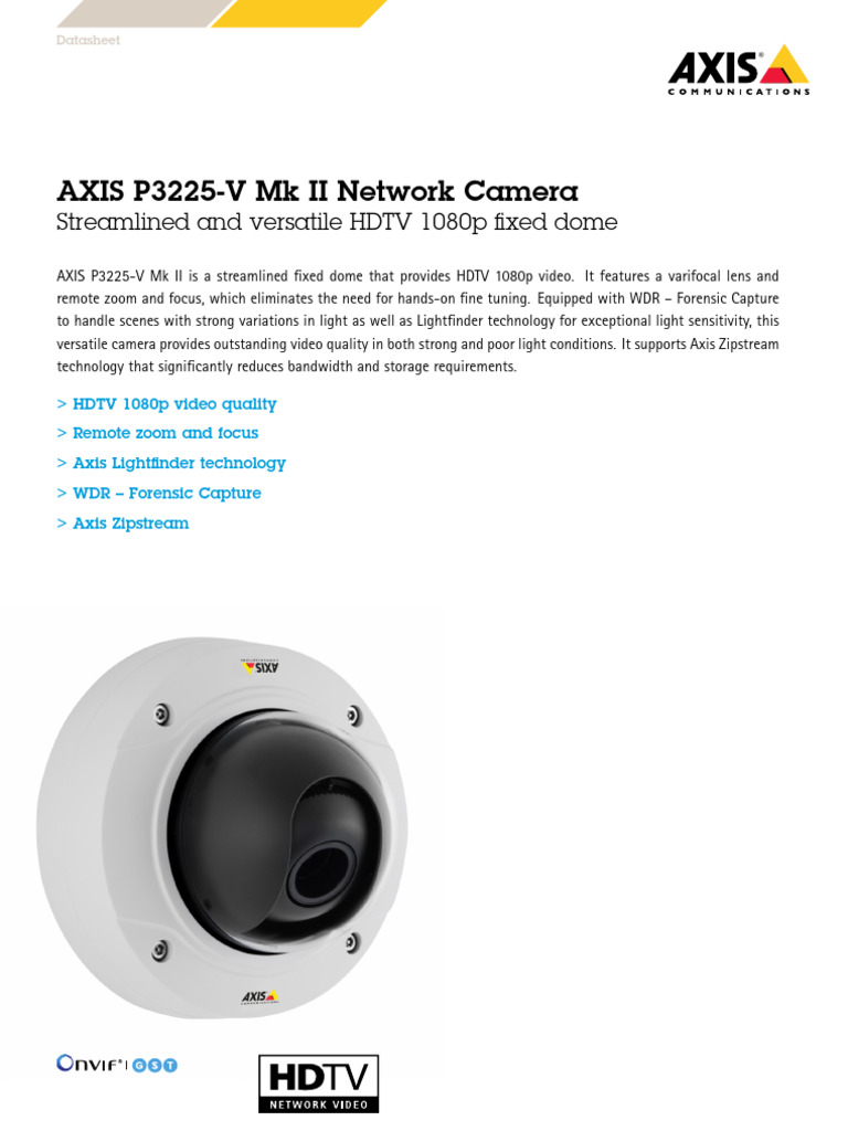 Datasheet Axis p3225 V MK II Network Camera en US 283187 | PDF | Frame ...