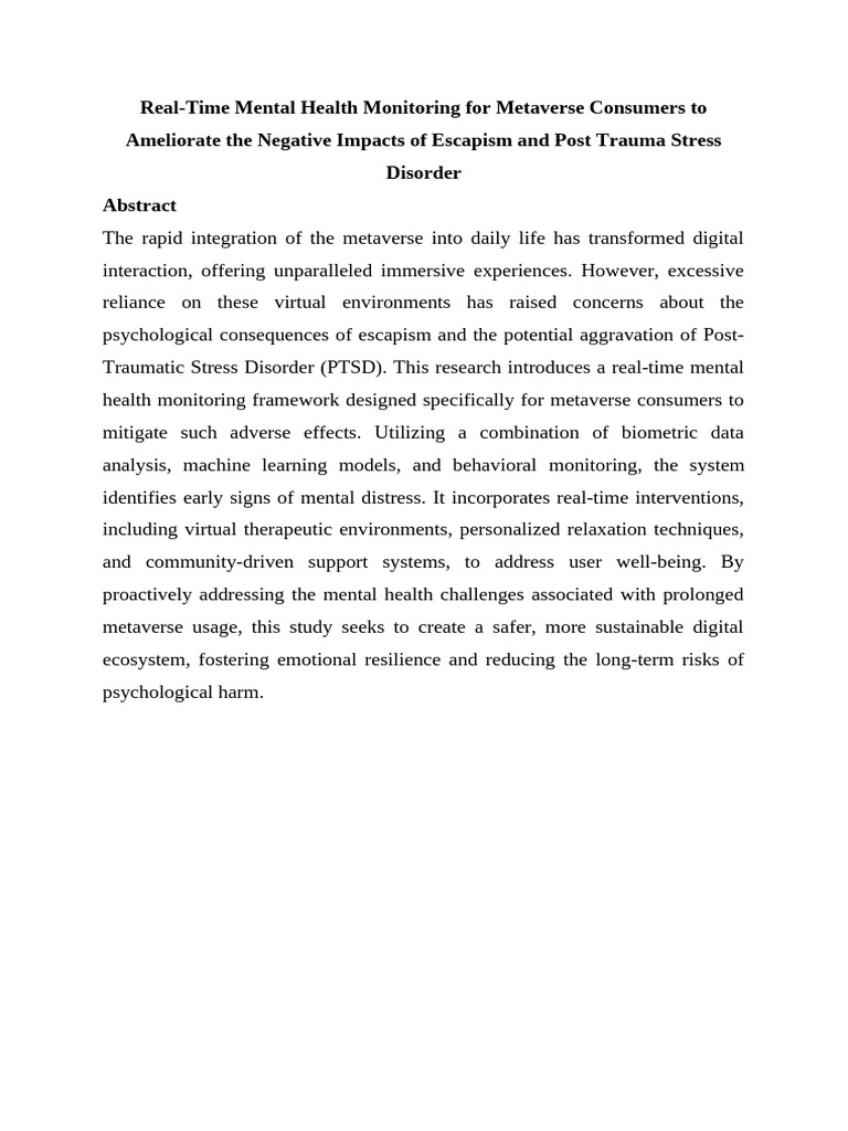 (abstract) Real-Time Mental Health Monitoring for Metaverse Consumers ...