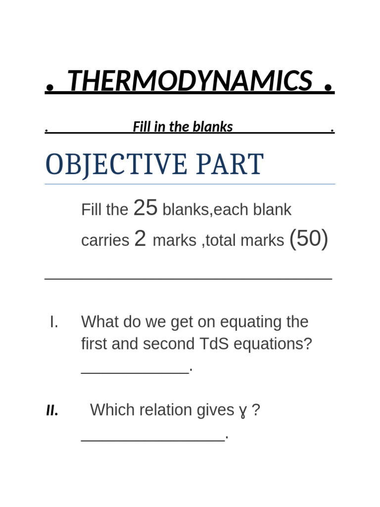 Thermodynamics.test.(Half) | PDF