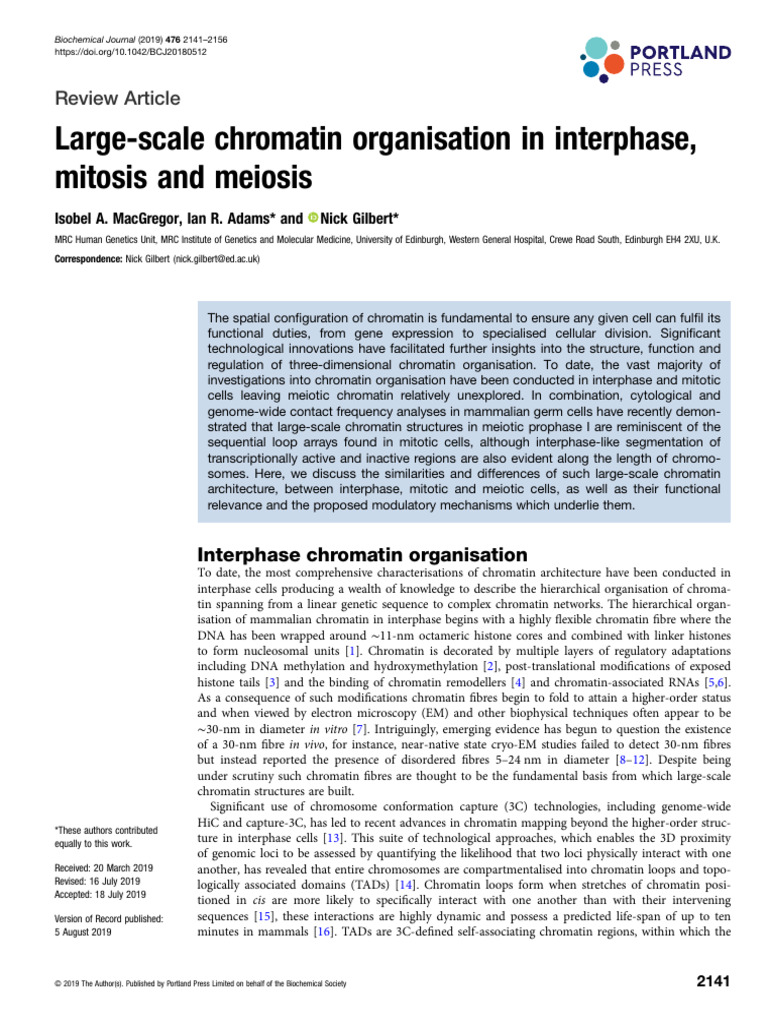 Biochemical Journal (2019) | PDF | Meiosis | Mitosis