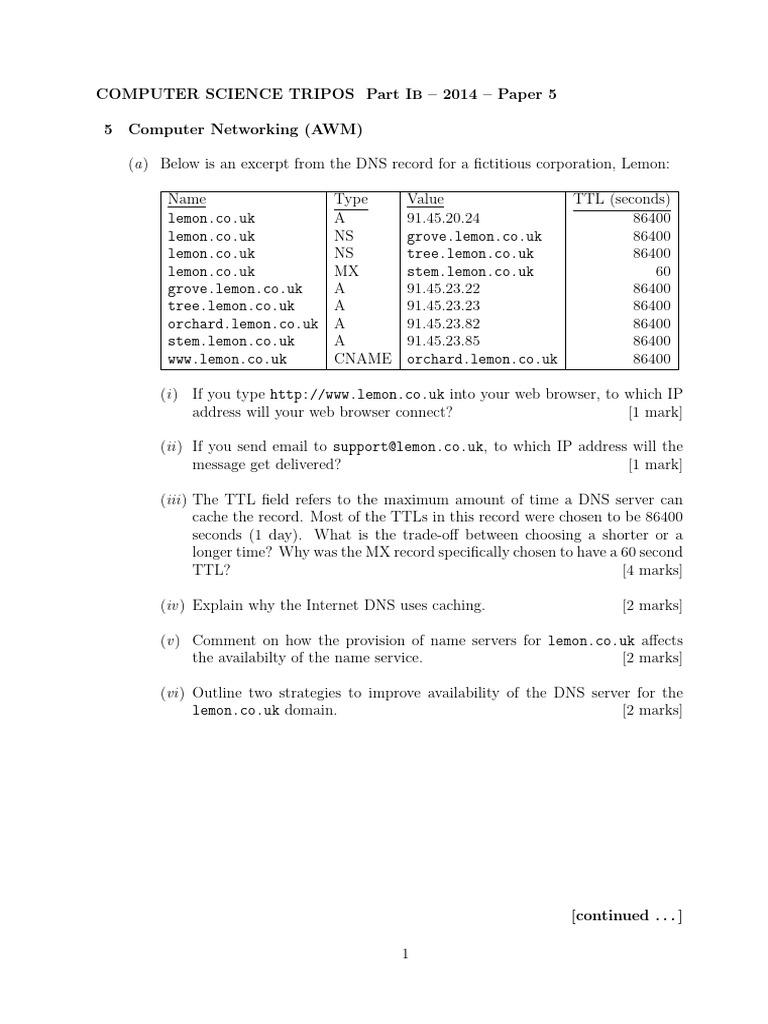 y2014p5q5 | PDF | Domain Name System | Computer Science
