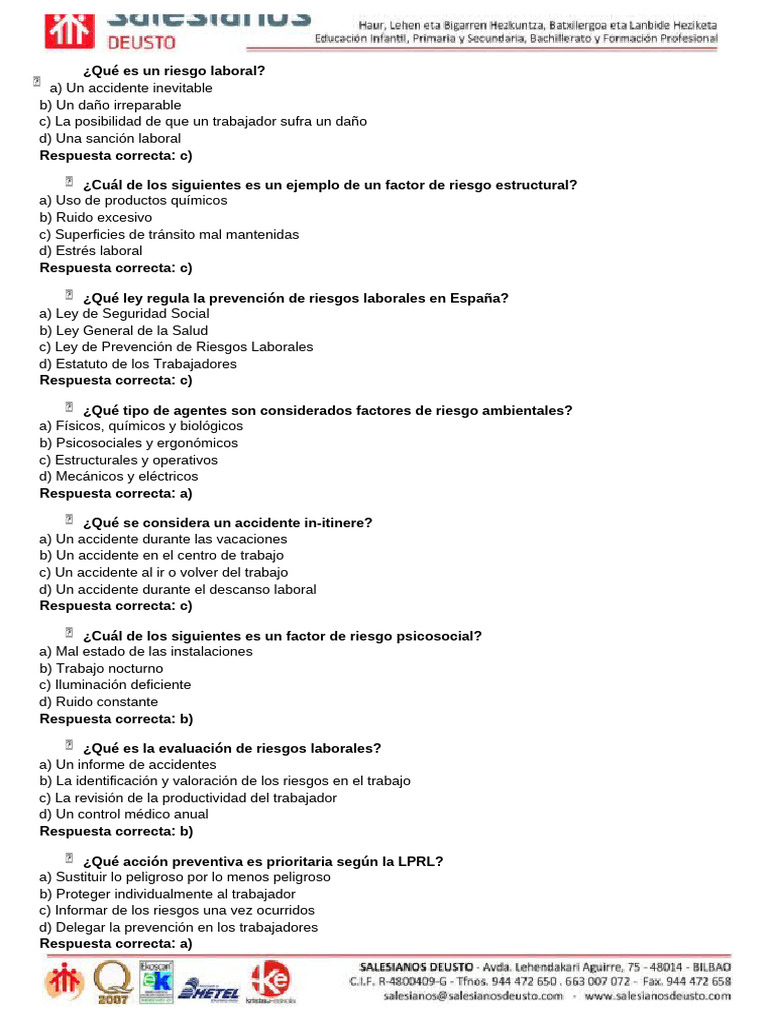 Ipe I - Batería Preguntas Test Examen Bloques 1 y 2 | PDF | Seguridad y ...