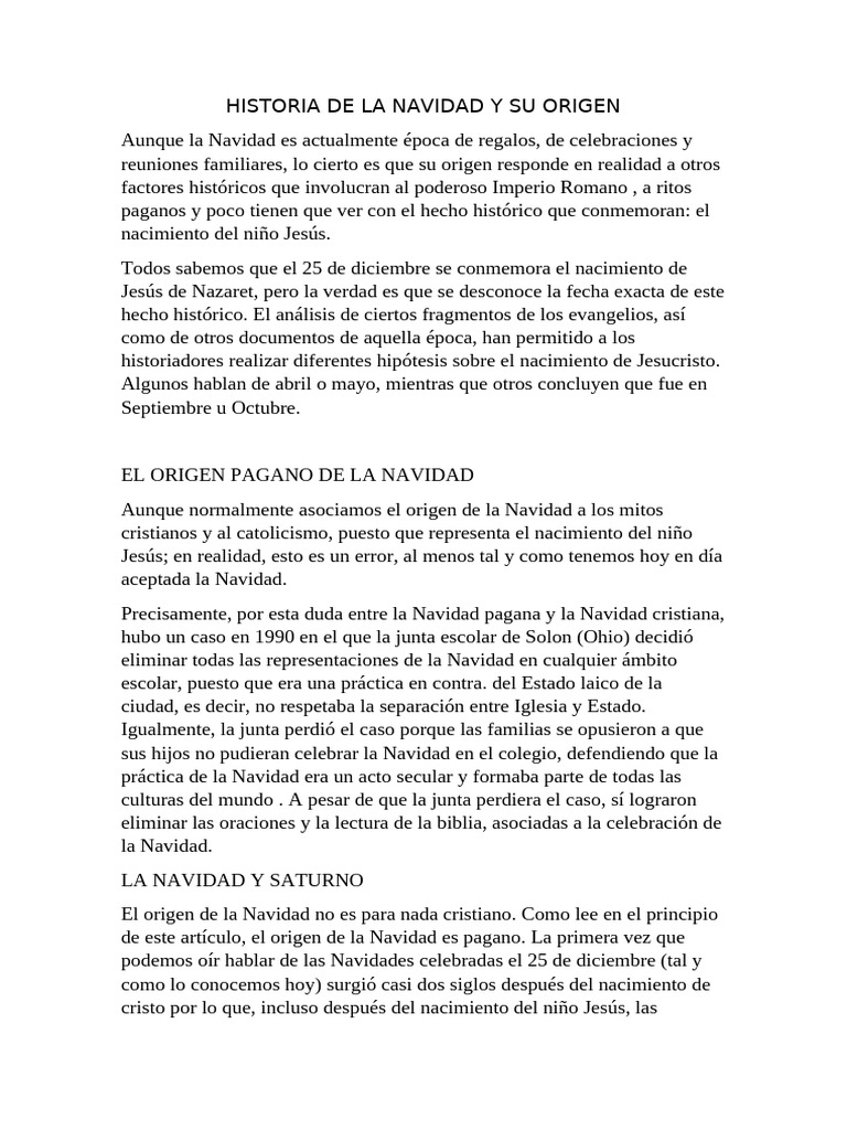 Historia de la Navidad y su origen | PDF