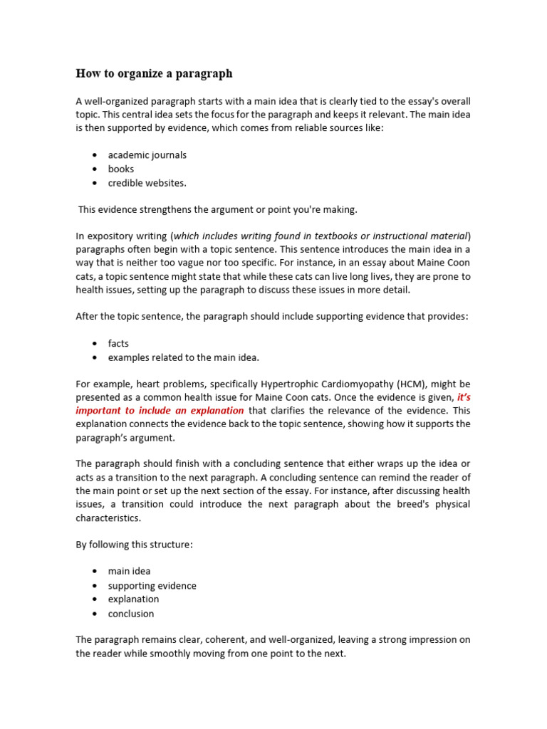 How to organize a paragraph | PDF