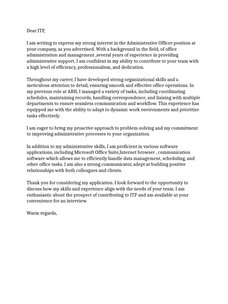 Motivation Letter ITP PDF | PDF