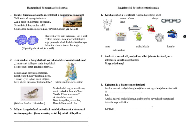 Hangut nz s Hangulatfest Egyjelent s s T bbjelent s Szavak PDF