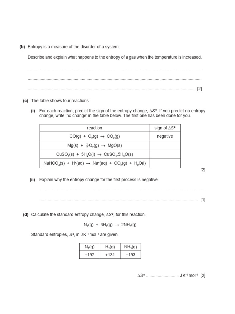 Entropy and Gibbs Free Energy | PDF | Gibbs Free Energy | Chemical ...