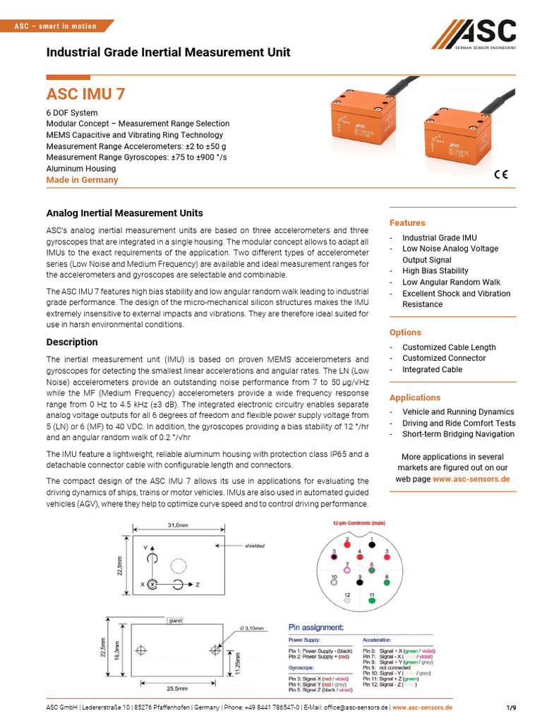 ASC-IMU-7 | PDF | Inertial Navigation System | Accelerometer