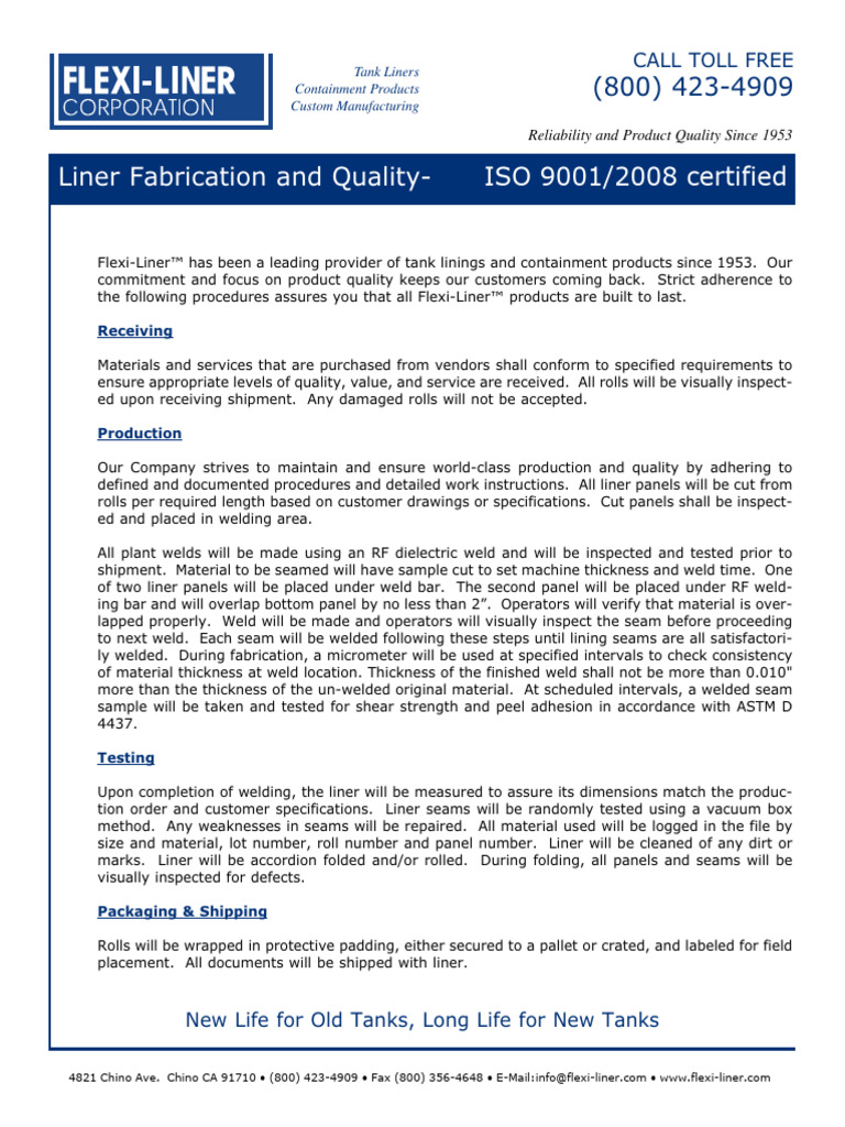 Liner Fabrication and Quality | PDF | Welding | Construction