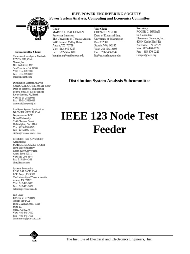 IEEE 123 Node Test Feeder Data | PDF | Institute Of Electrical And ...