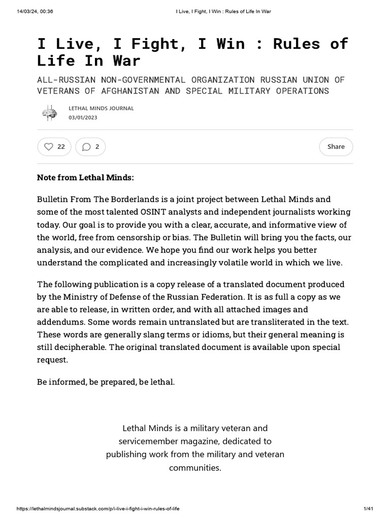 I Live, I Fight, I Win - Rules of Life in War | PDF | Artillery | Shell ...