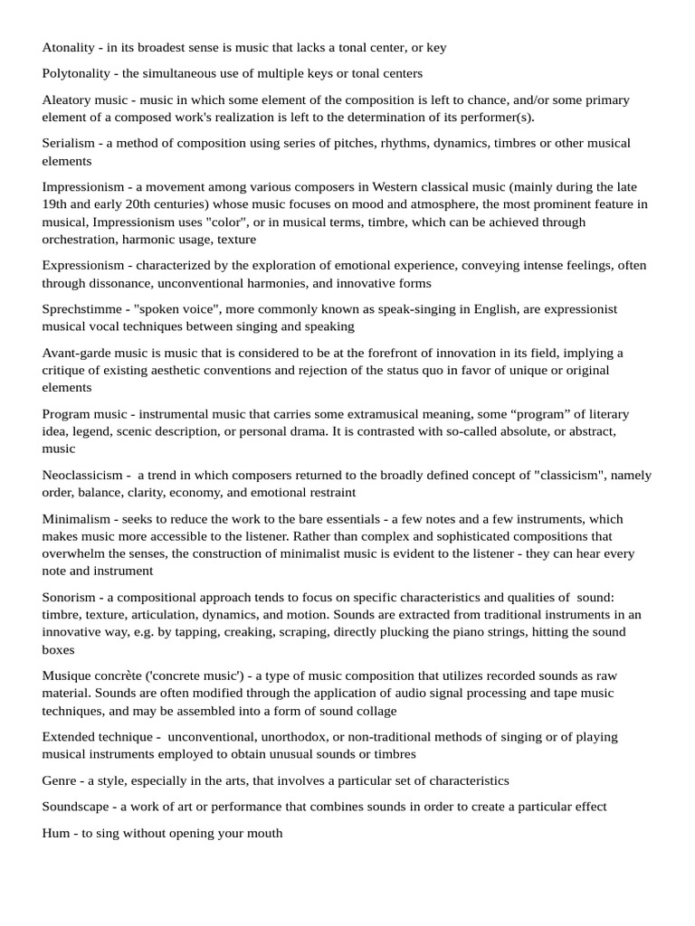 End of Semester Test Vocabulary | PDF | Harmony | Music Theory