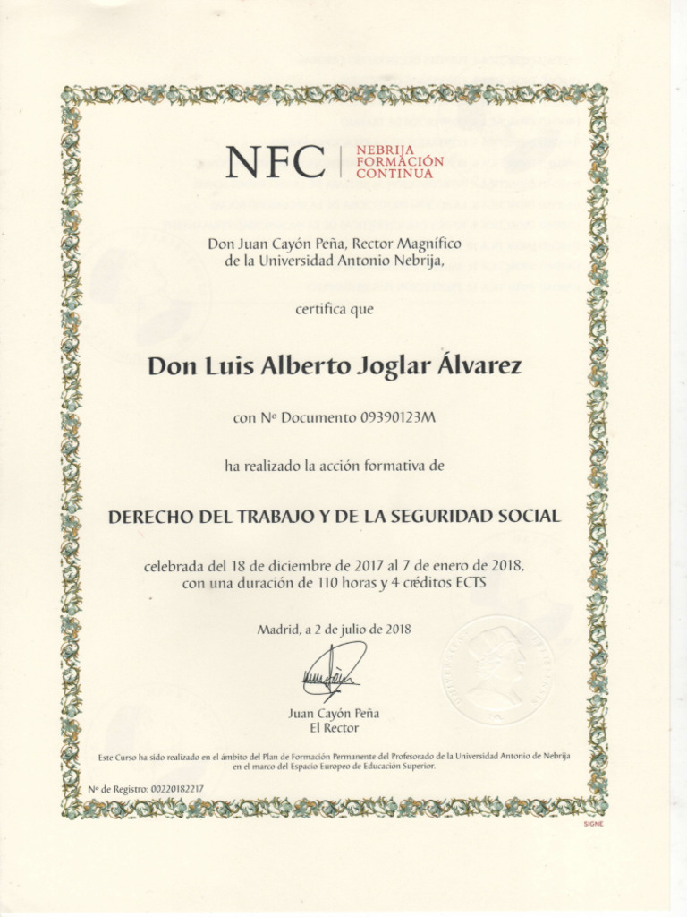 Diploma_curso_Derecho Del Trabajo y SS_compressed | PDF