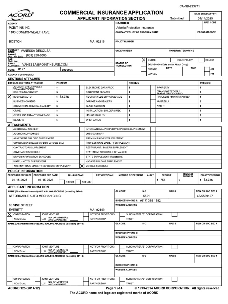 Garage Liability Insurance Questionnaire | PDF | Insurance | Car