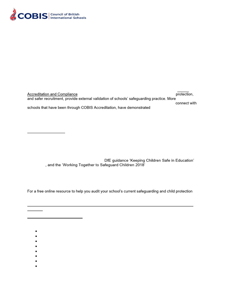 COBIS Child Protection Policy Summary | PDF | Regulatory Compliance