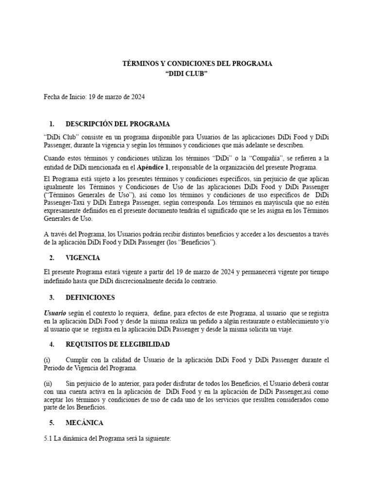 Términos DiDi Club: Beneficios y Requisitos | PDF | Cupón | Tarjeta de ...
