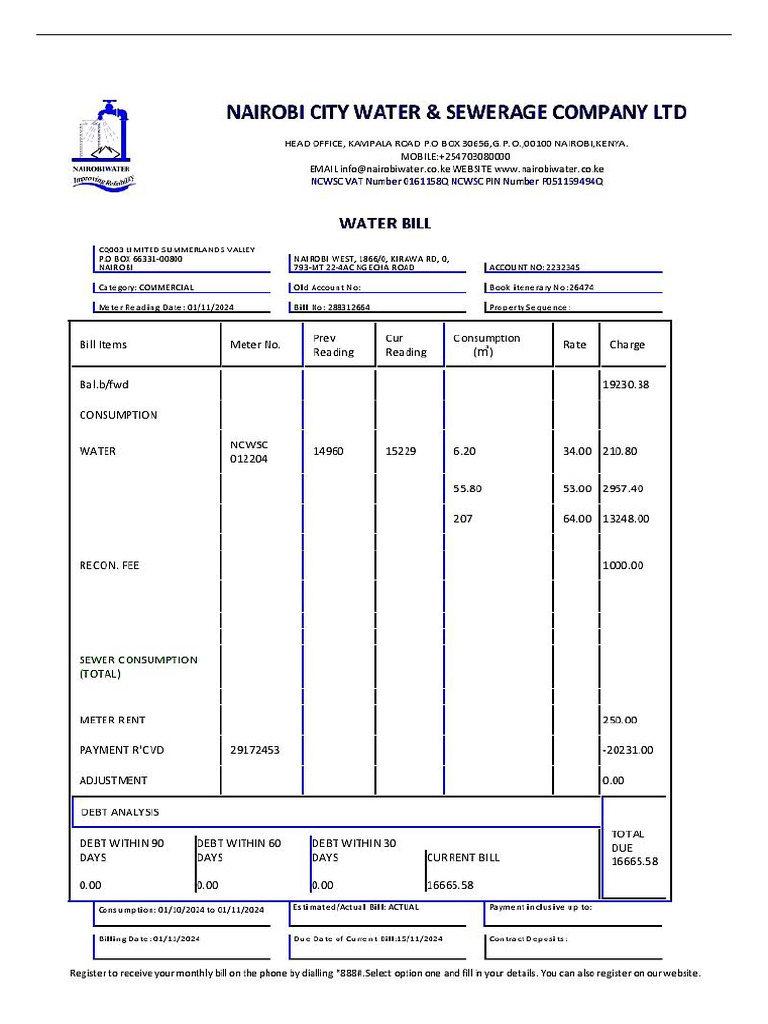 LILIAN Water Bill | PDF
