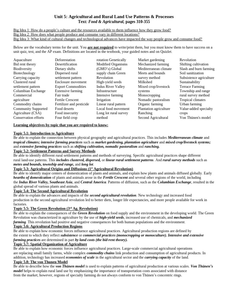 Agricultural Land Use Patterns & Processes | PDF | Agriculture ...