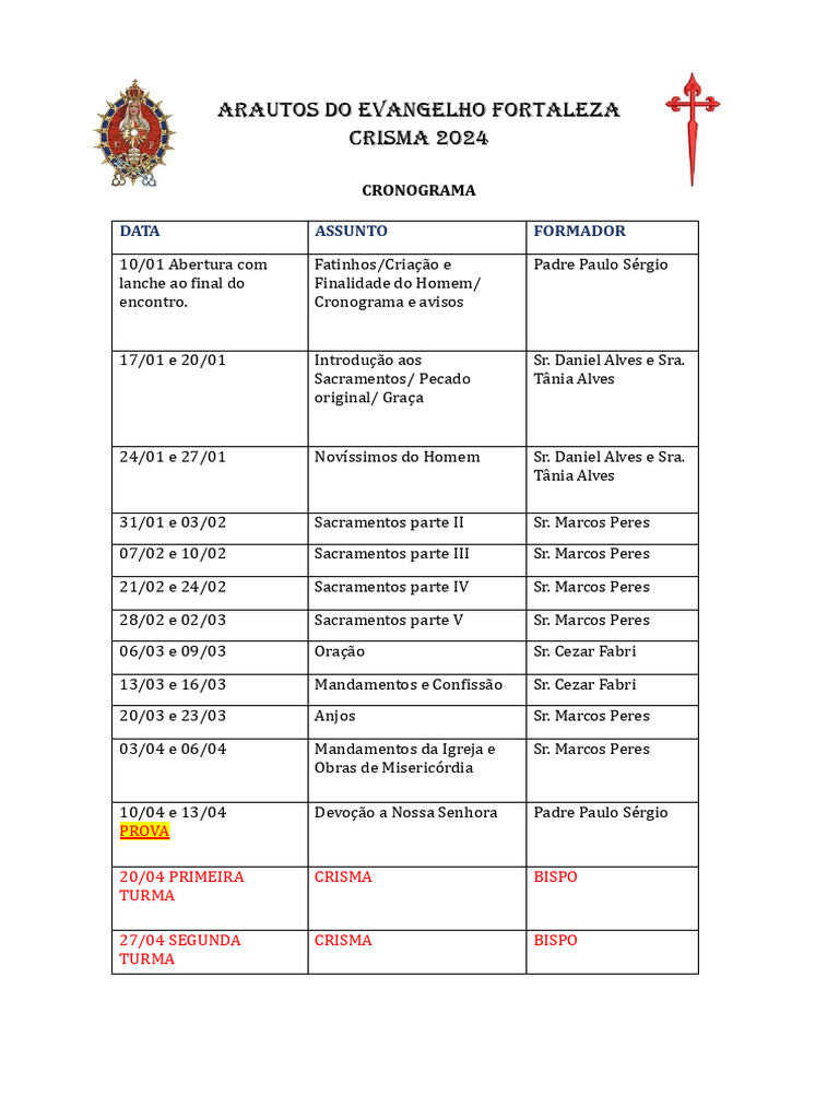 Cronograma Crisma | PDF