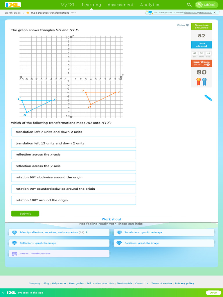 IXL Describe Transformations 8th Grade Math | PDF | Geometry | Space
