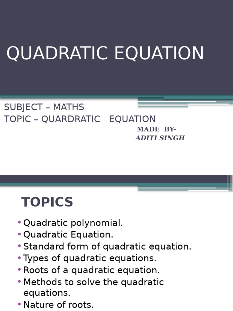 4. X PPT Quadratic Equations | PDF | Quadratic Equation | Factorization