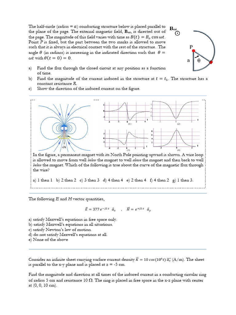 Final Review Questions | PDF | Electromagnetic Induction | Magnetic Field